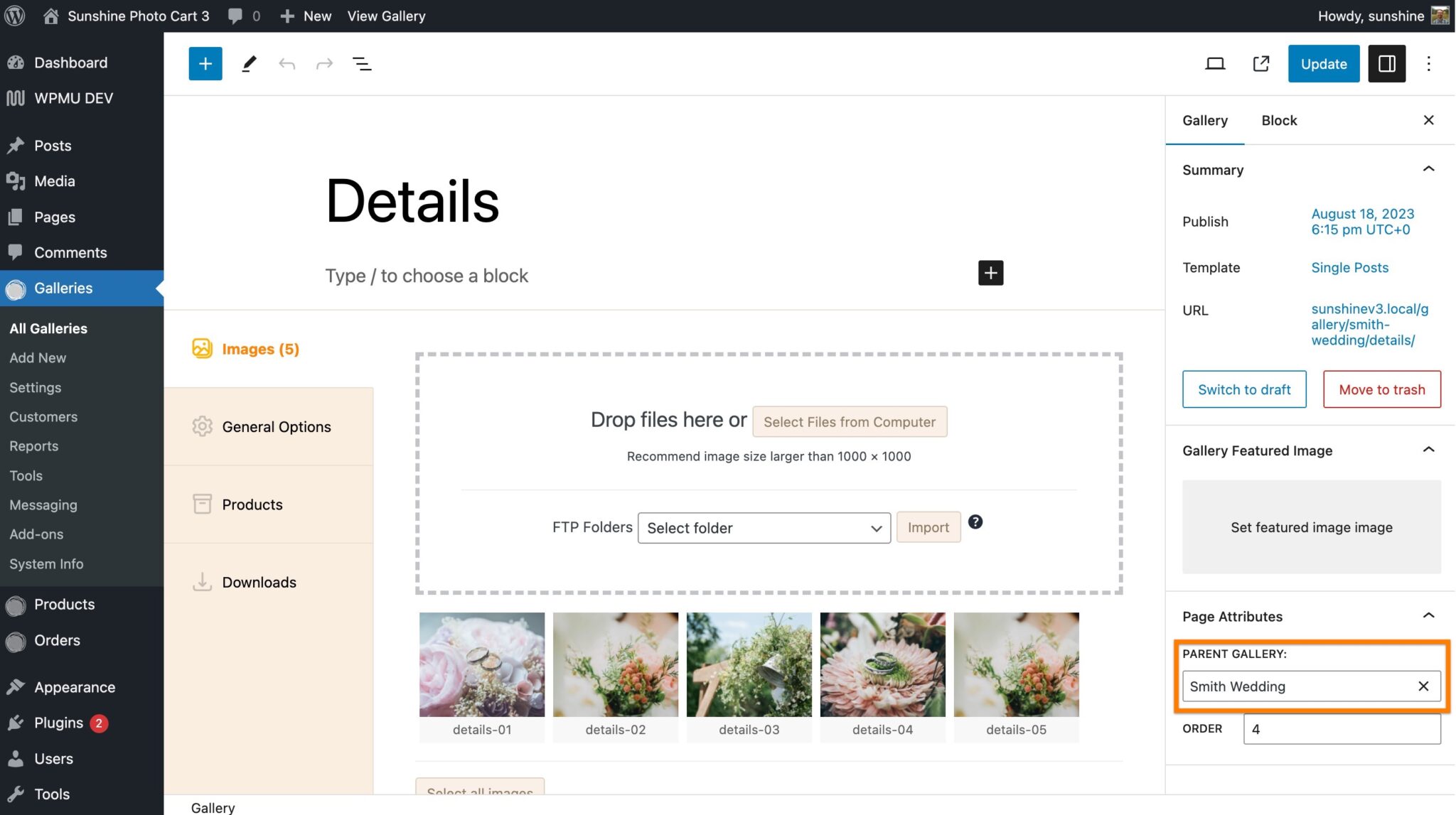 How to create sub galleries - Client gallery help for Sunshine Photo Cart