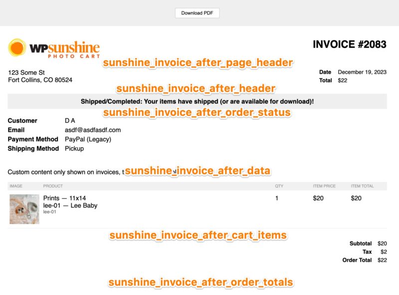 How to customize invoices - Client gallery help for Sunshine Photo Cart