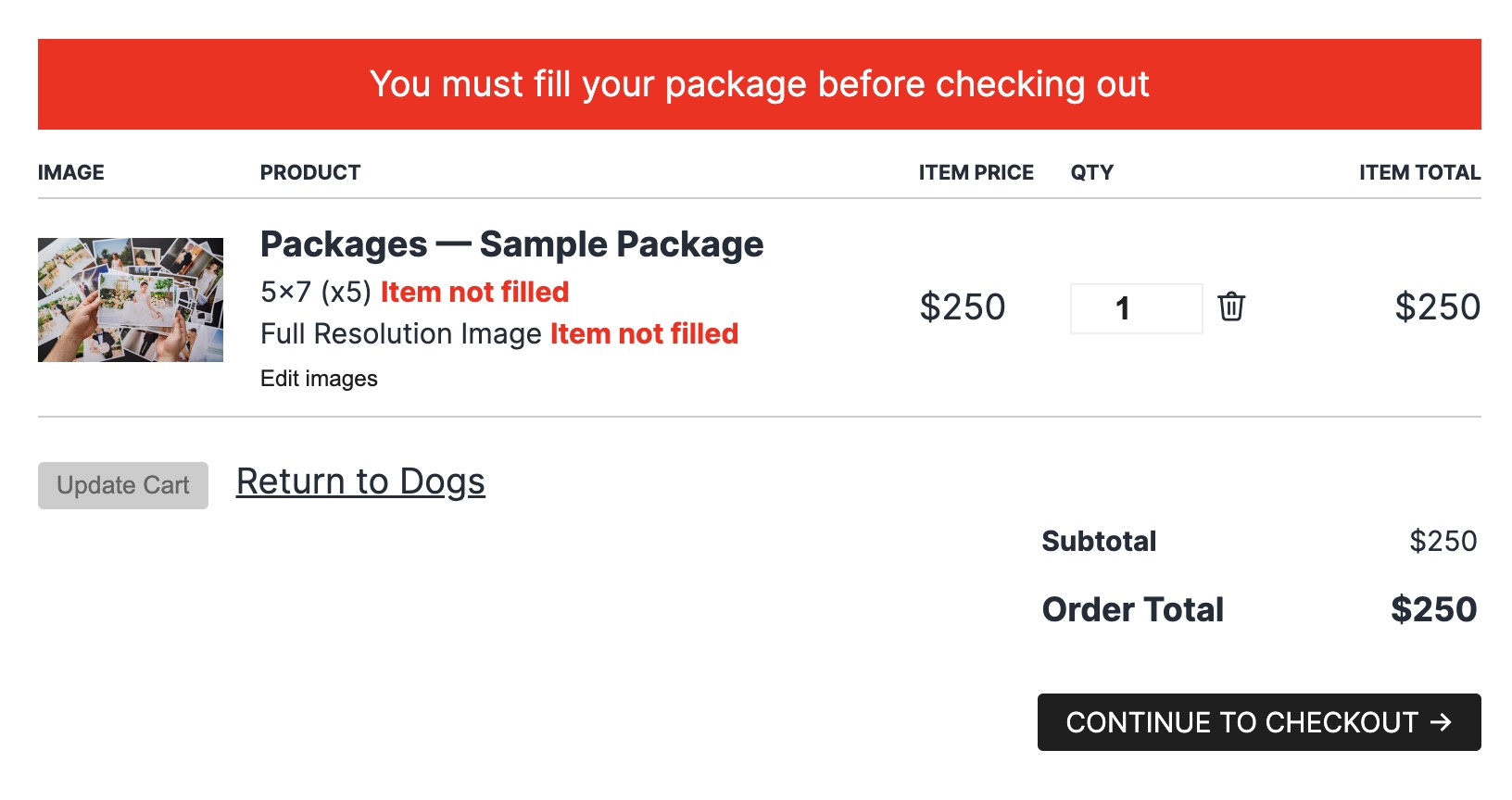 Packages WordPress add-on for Sunshine Photo Cart